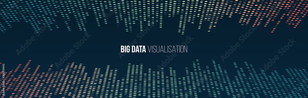 Big data visualization. Abstract background with lines array and binary code. Connection ...