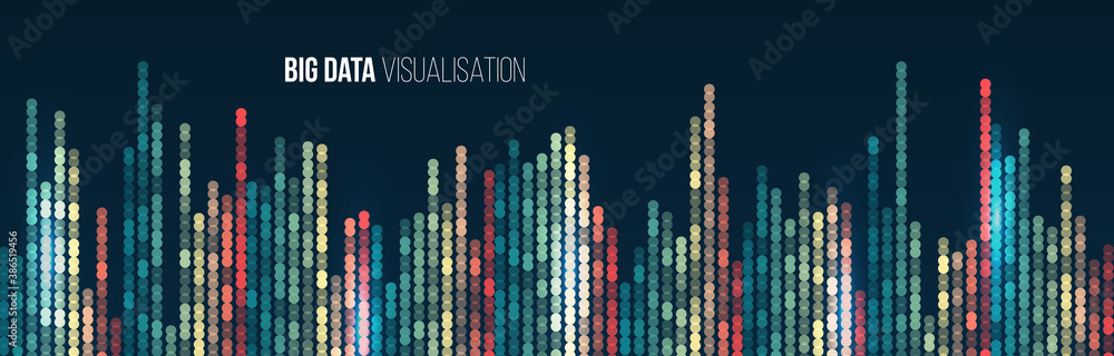 Big data visualization. Abstract background with lines array and binary ...