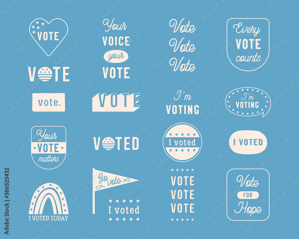 Election Day and Voting Theme Vector Overlay Designs, Badges and ...
