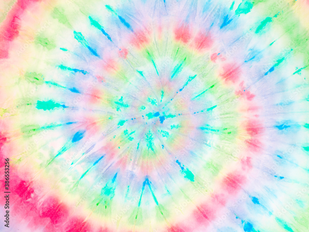 Rainbow spiral tie dye background pattern. Swirl hippie tiedye ...