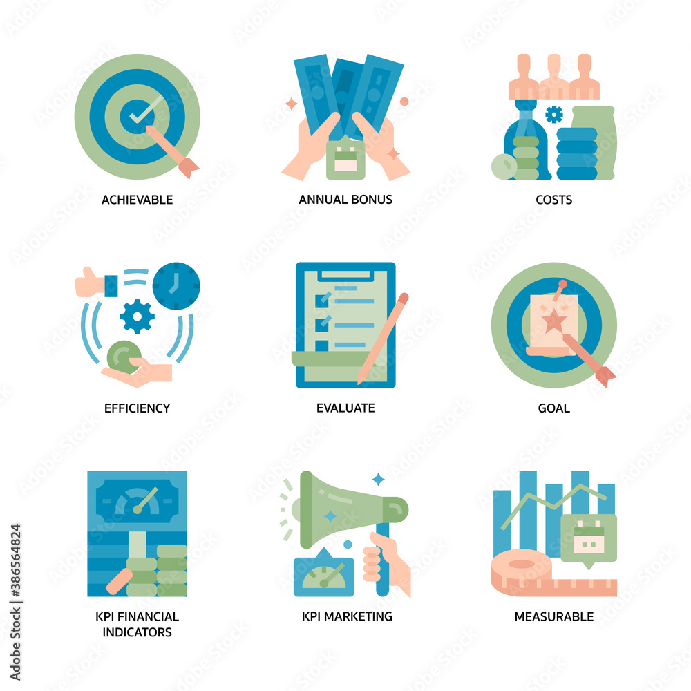 Key performance indicators icons set Stock Vector | Adobe Stock