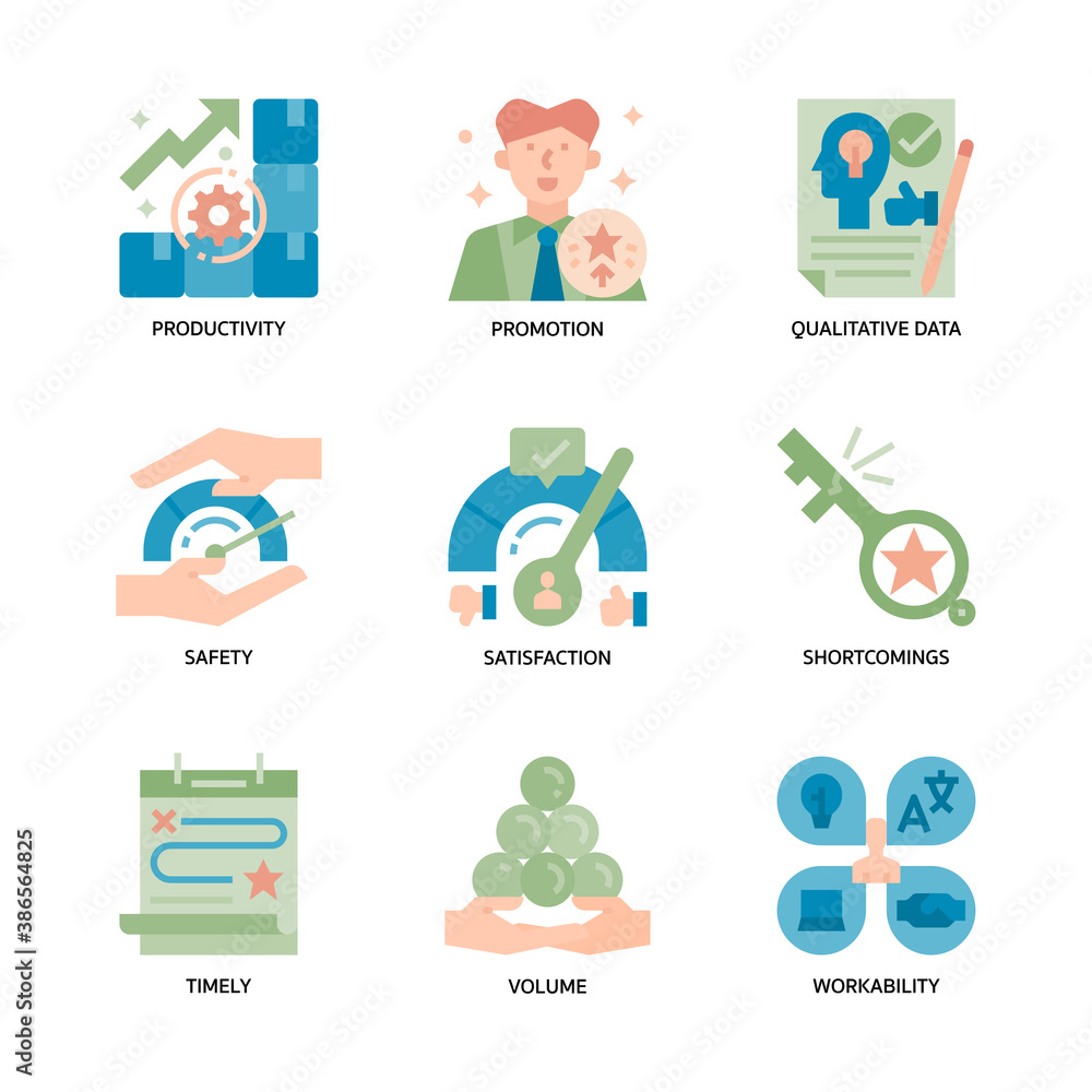Key performance indicators icons set Stock Vector | Adobe Stock