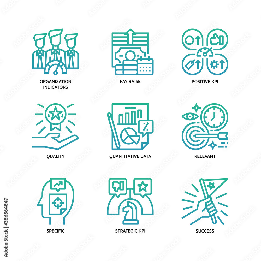 Key performance indicators icons set Stock Vector | Adobe Stock