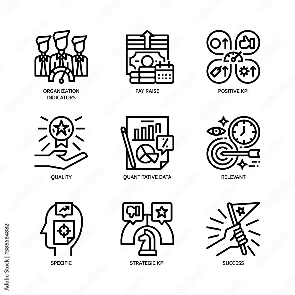 Key performance indicators icons set Stock Vector | Adobe Stock