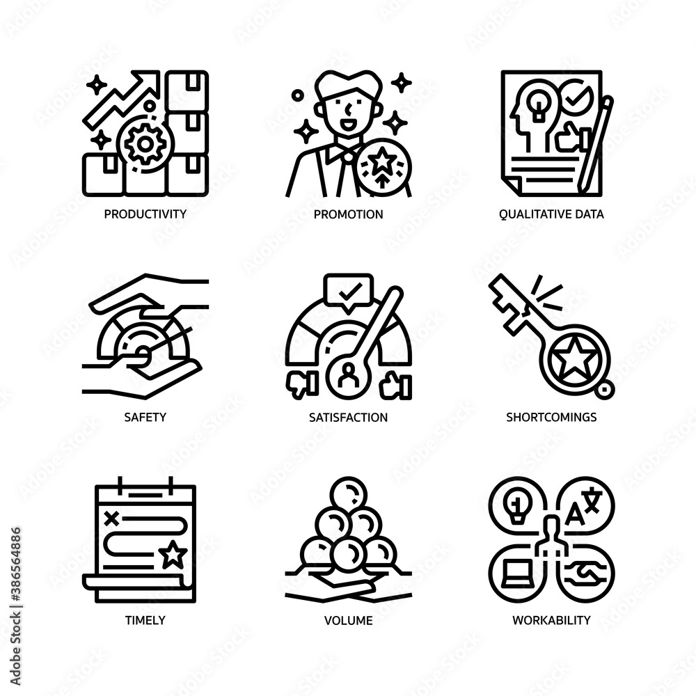 Key performance indicators icons set Stock Vector | Adobe Stock