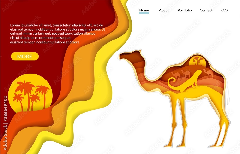 Desert trip vector website template, landing page design for website ...