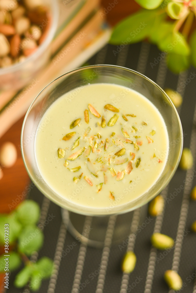 Pista Badam milk shake or Almond Pista milk prepared with almonds ...
