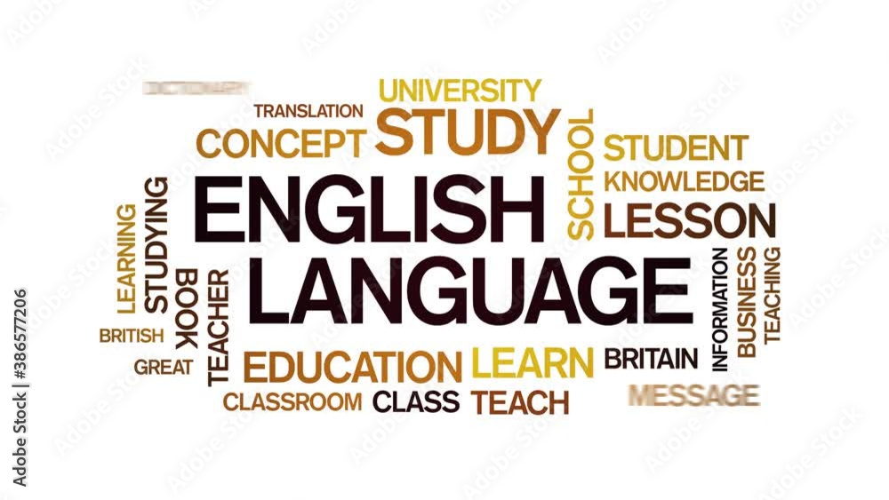 4k English Language Animated Tag Word Cloud;Text Design Animation ...