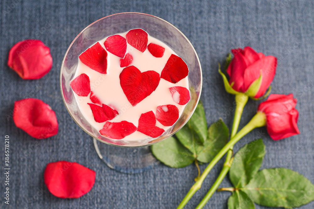 Rose milk , Rose shake , Gulab Shake with rose petals Indian valentines ...