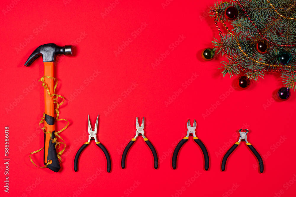 Construction inturments hammer, pliers, cutters, round-cutters and ...
