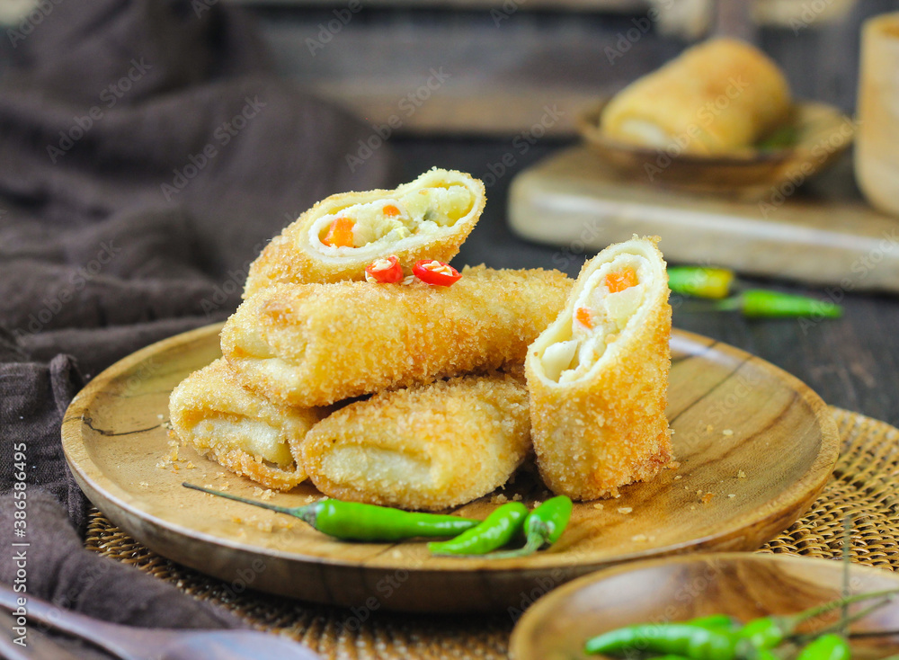 Risoles, Indonesian traditional snack made of pancake filled with ...
