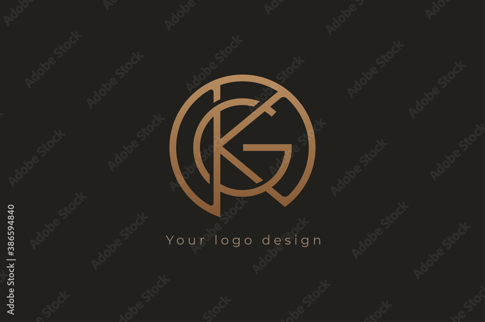 Abstract initial letter K and G logo, usable for branding and business ...