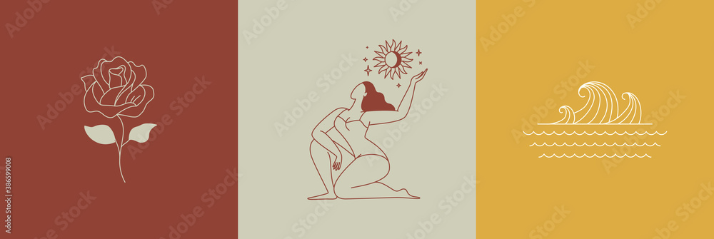 Beautiful female figure. Vector logo design template and illustration ...