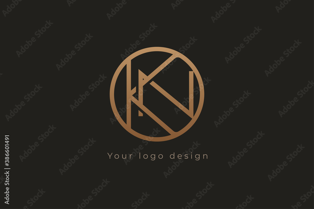 Abstract initial letter K and N logo, usable for branding and business ...