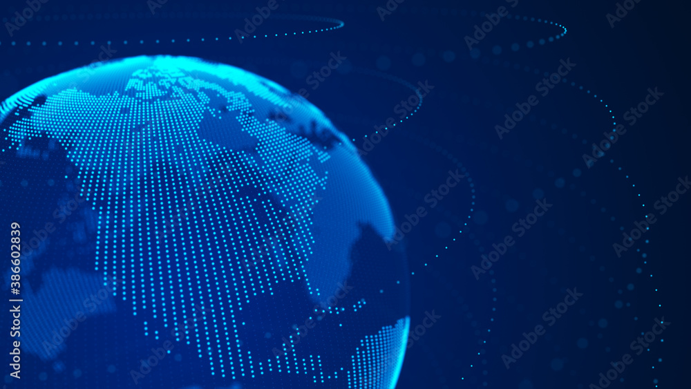 Planet Earth. World wide web. Global network connection. World map. 3D ...