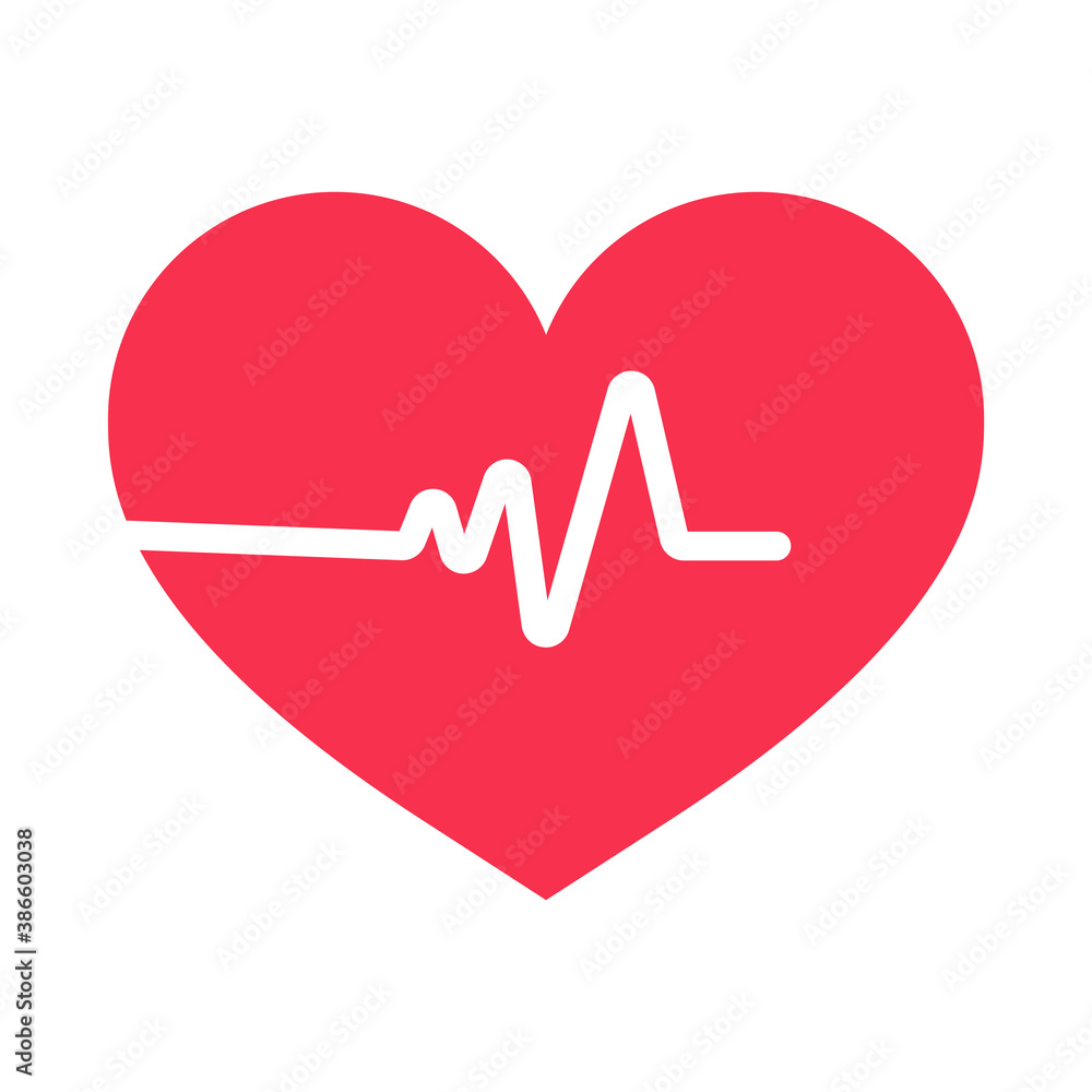 Red heart rhythm chart Concept of exercise and life support Stock ...