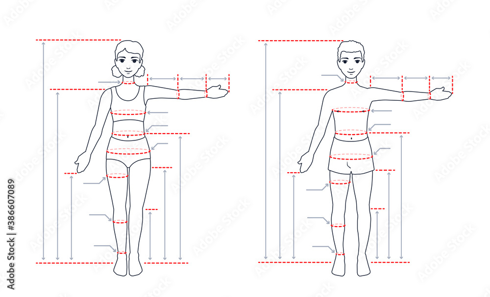 A child's body size chart. Measurements for tailoring clothes. Children ...