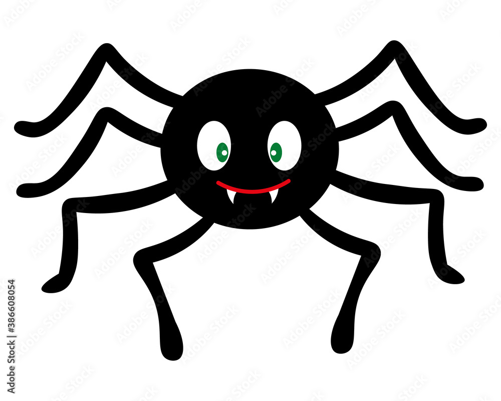 Spider. Cute toothy. Silhouette. Vector illustration. A clever hunter ...