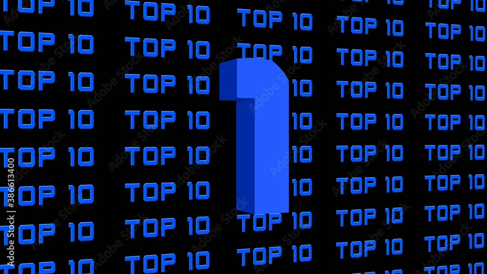 Abstract graphic 3D illustration - digits of the top 10 - single shown ...