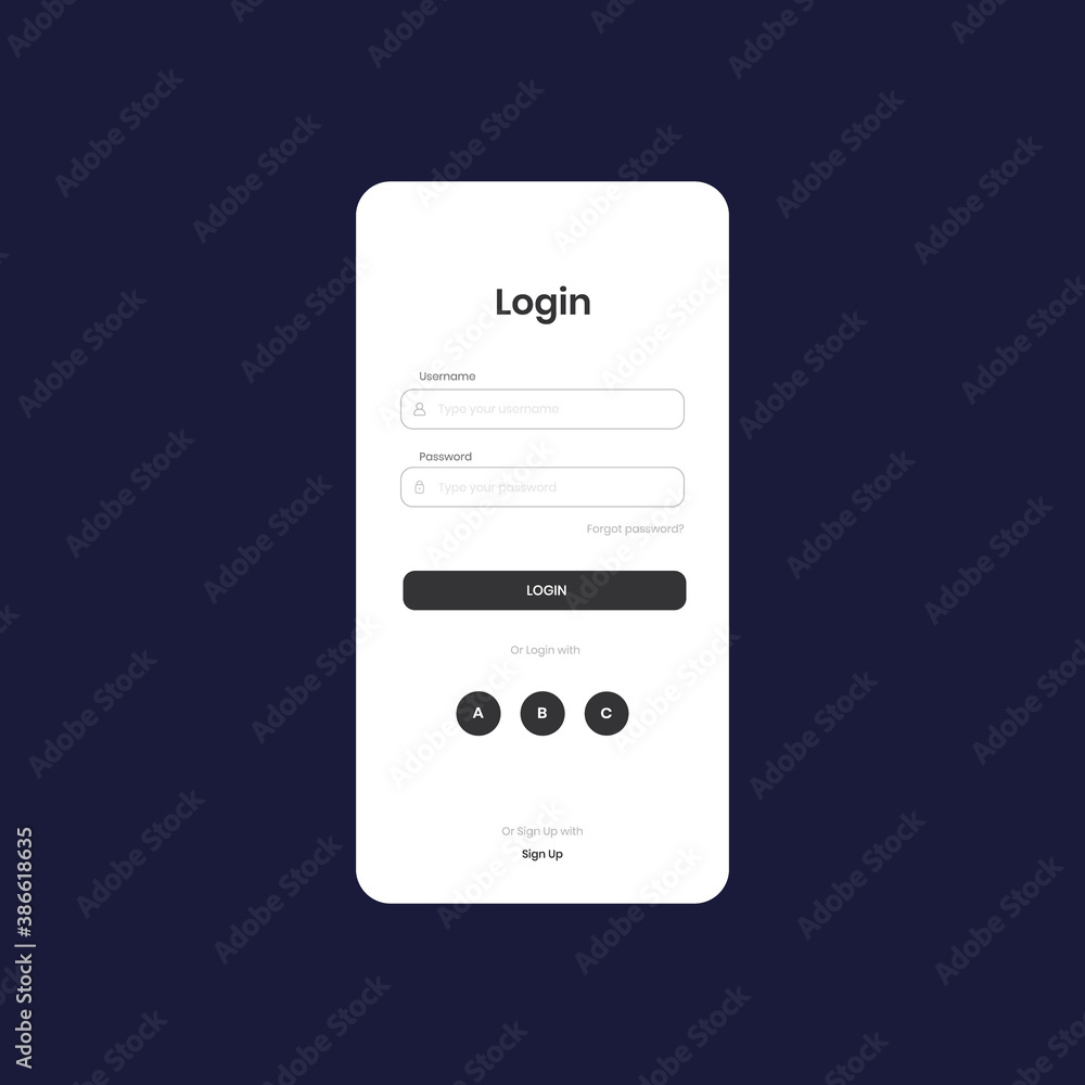 MockUp Screen With Login Form. Welcome Page For Your Mobile App ...