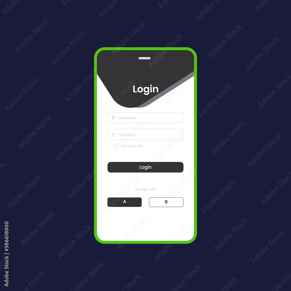 MockUp Screen With Login Form. Welcome Page For Your Mobile App ...
