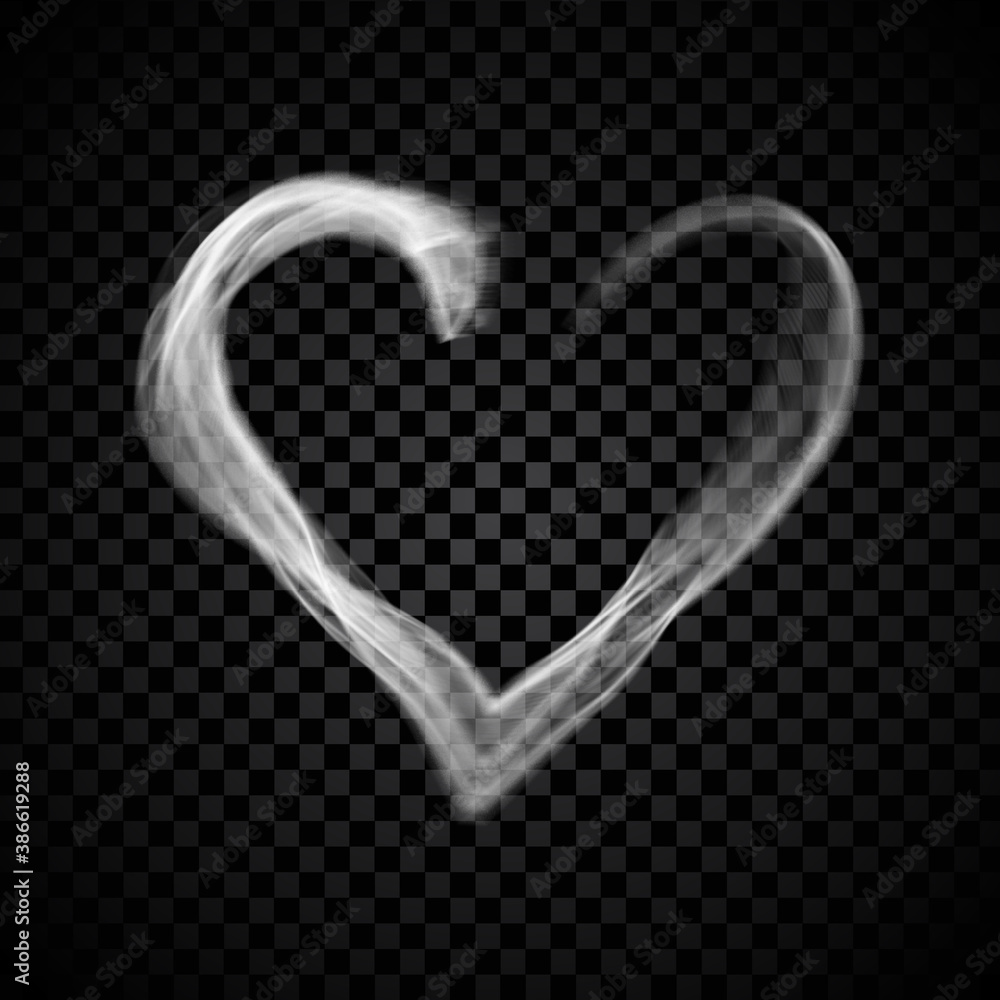 Heart steam smoke isolated on black background. Heart steam smoke for ...