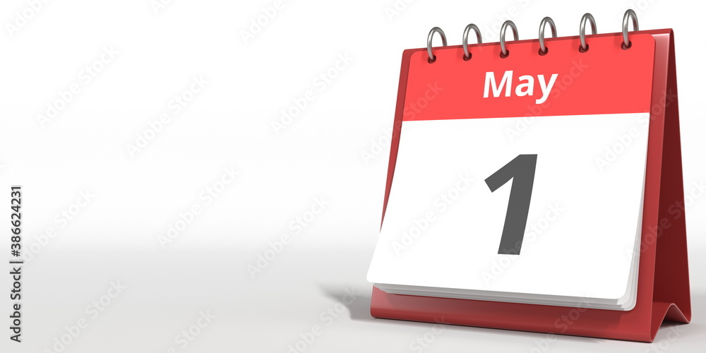 May 1 date on the flip calendar page, 3d rendering Stock Illustration ...