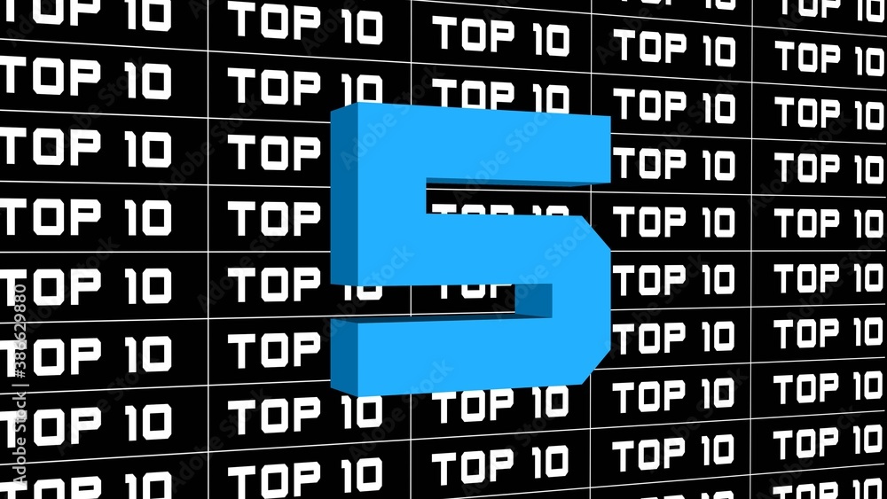 Abstract graphic 3D illustration - digits of the top 10 in changing ...