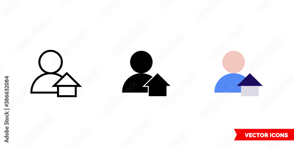 Caretaker icon of 3 types color, black and white, outline. Isolated ...