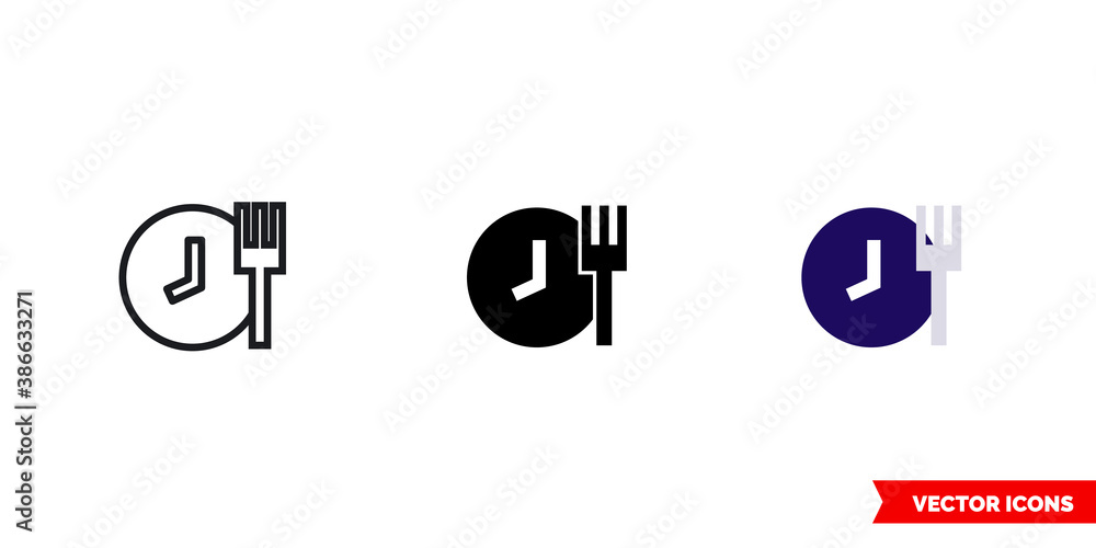 Vetor de Dinner time icon of 3 types color, black and white, outline ...