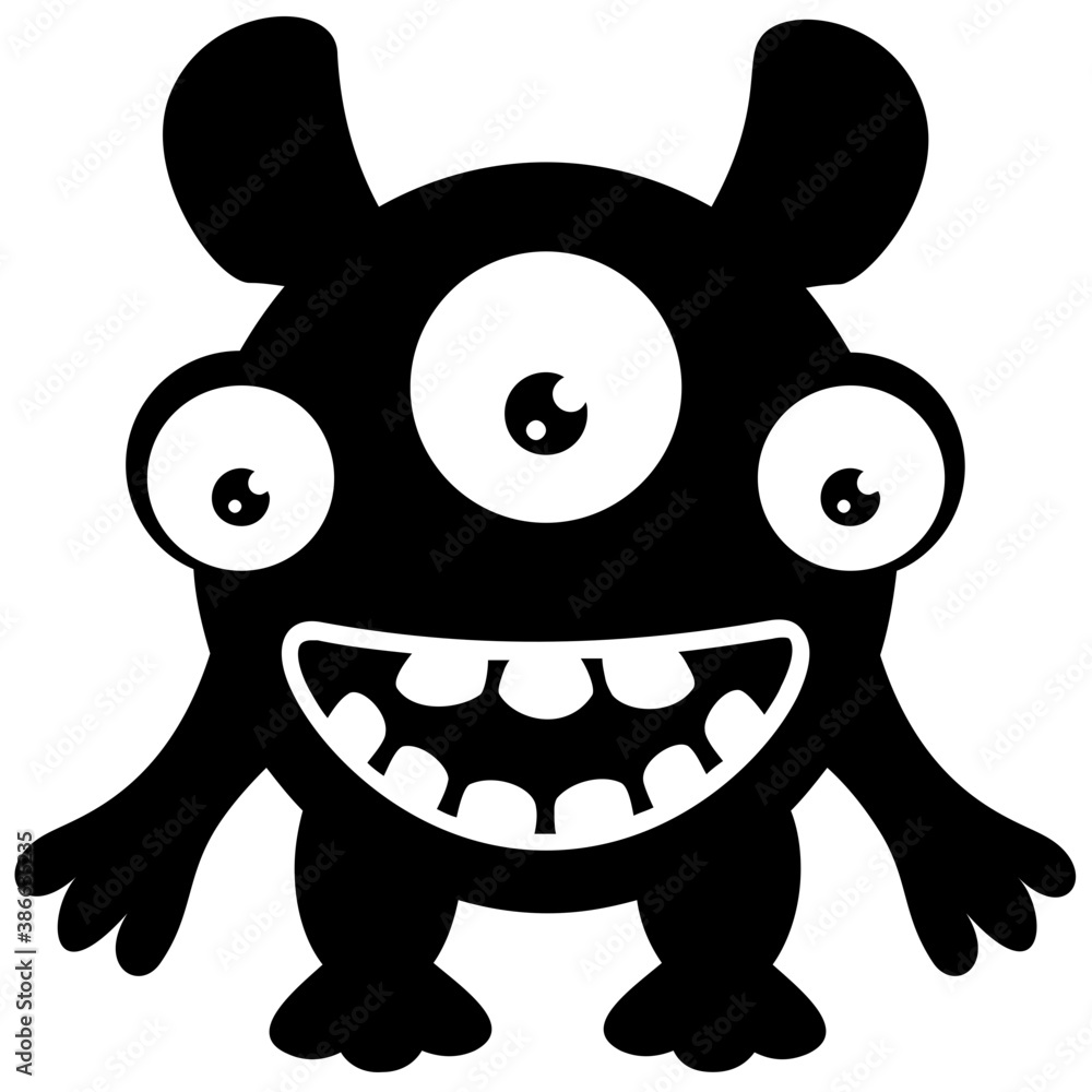 Vecteur Stock A pink colored horrible faced creature with bulging eyes ...