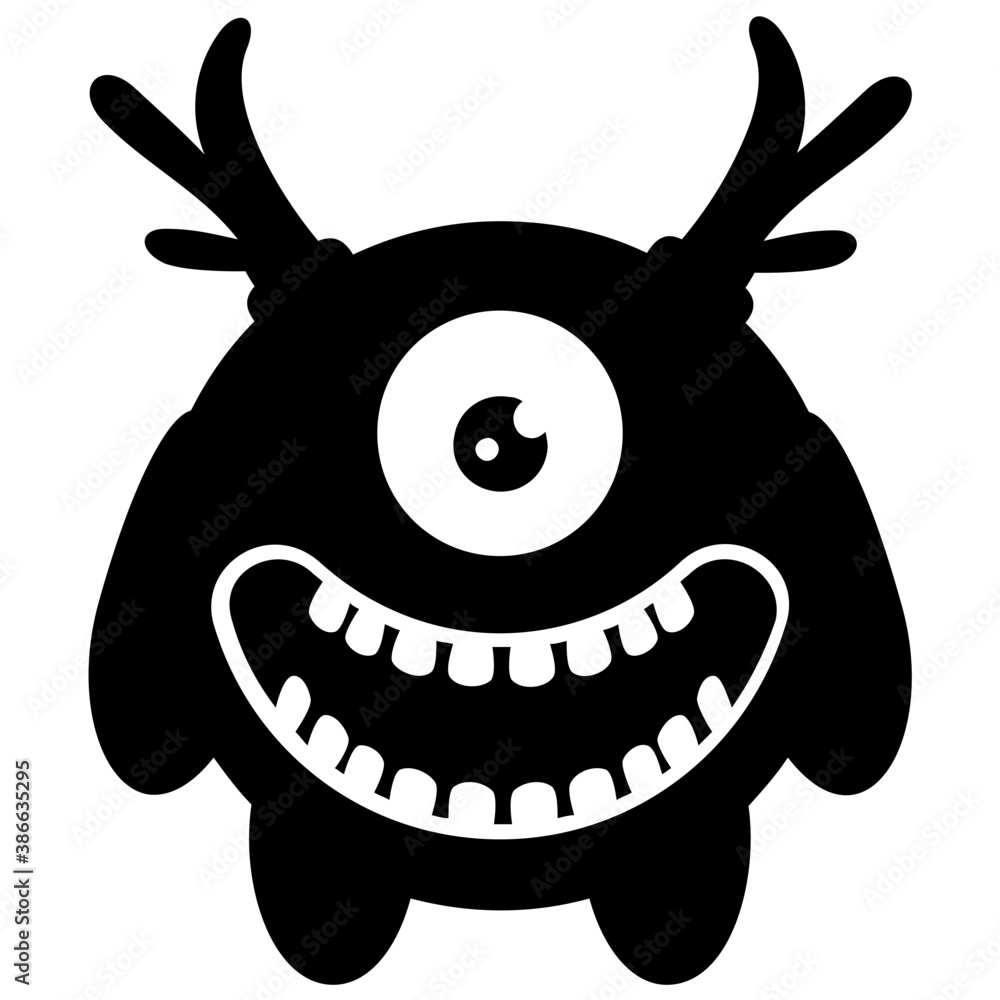 A pink colored horrible faced creature with bulging eyes and big teeth ...