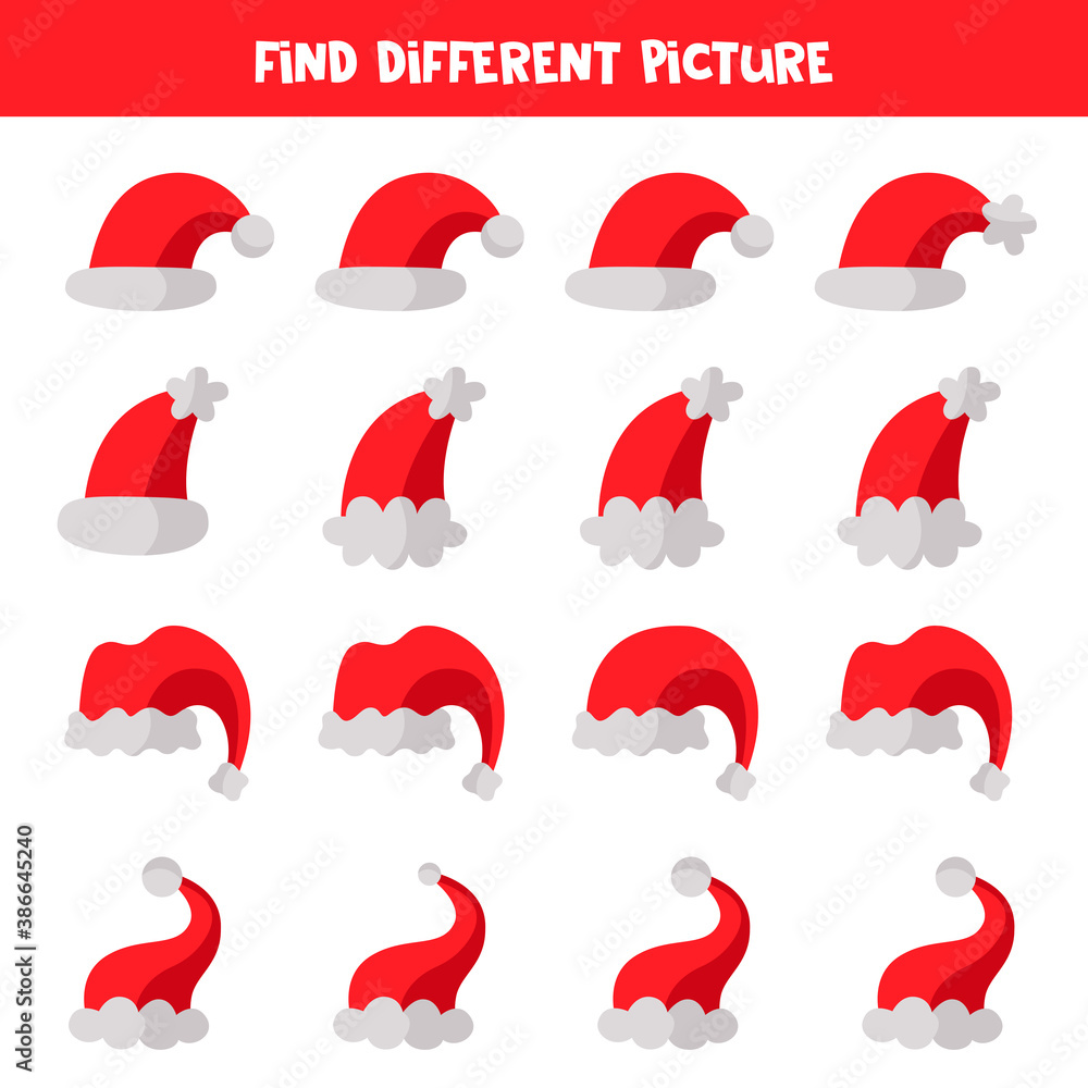 Find different picture of Santa Claus hat in each row. Educational ...