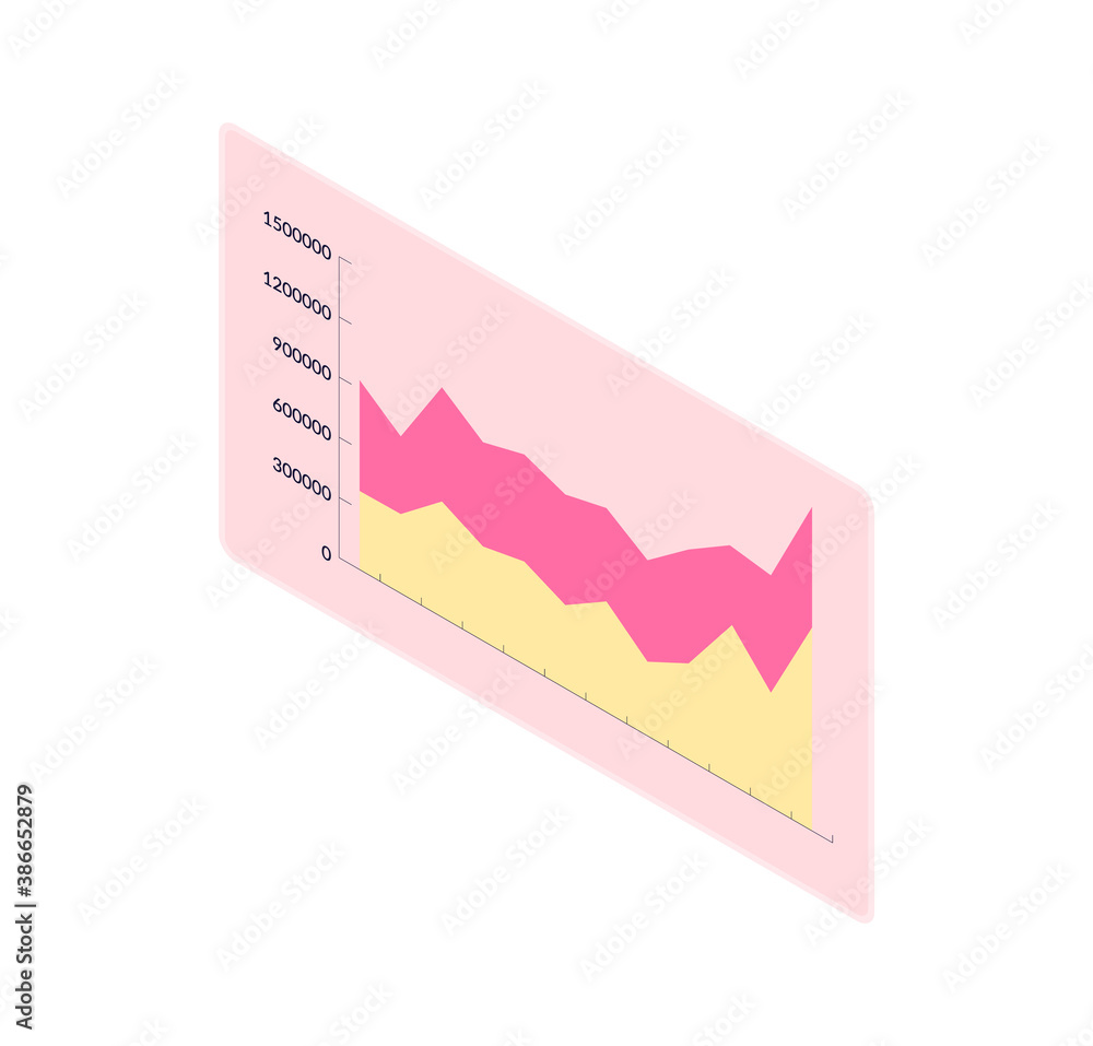 Chart with colored horizontal increase scale on pink rectangle ...