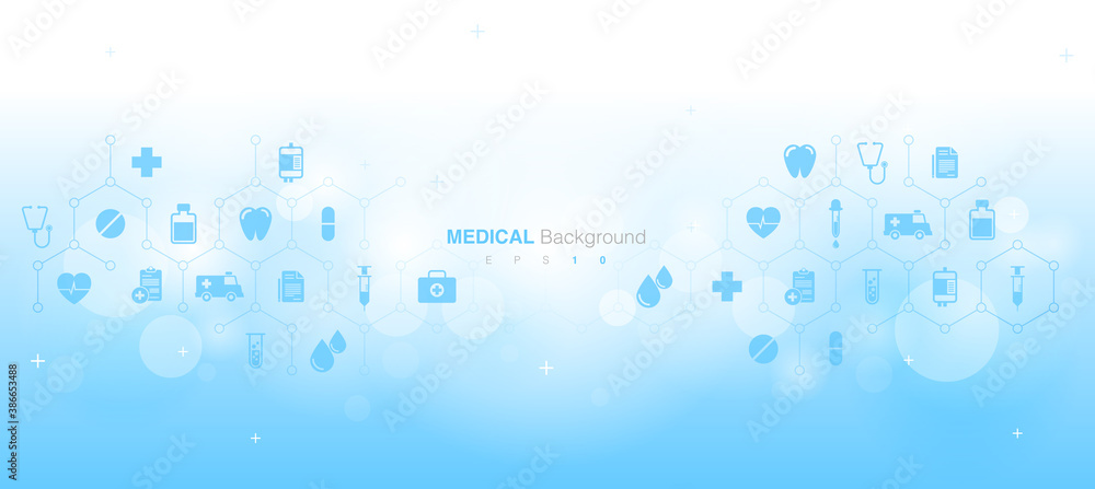 Abstract Medical Background with Flat Icons and Symbols. Medical ...