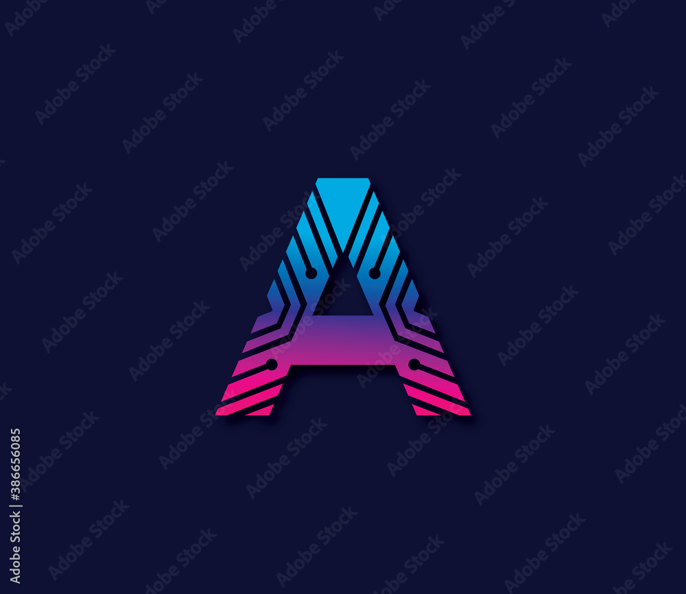 A Alphabet Technology Logo Design Concept Stock Vector | Adobe Stock