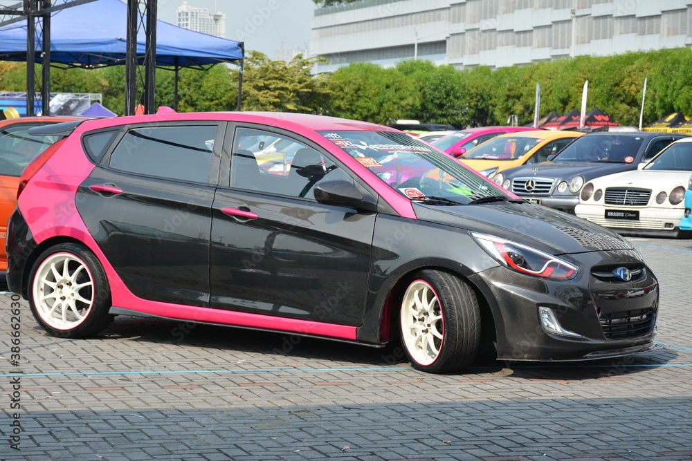 Hyundai Accent hatchback at Bumper to Bumper 15 car show Stock Photo ...