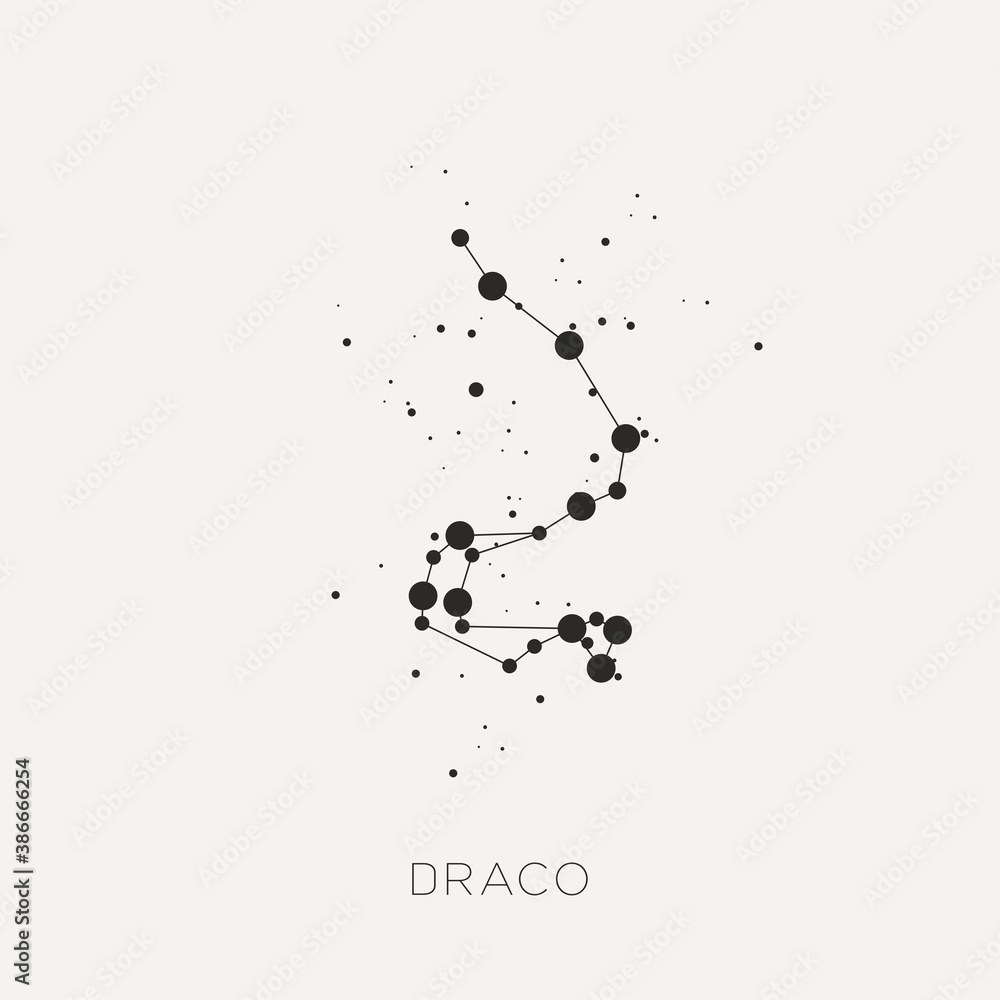 Star constellation zodiac draco black white vector Stock Vector | Adobe ...
