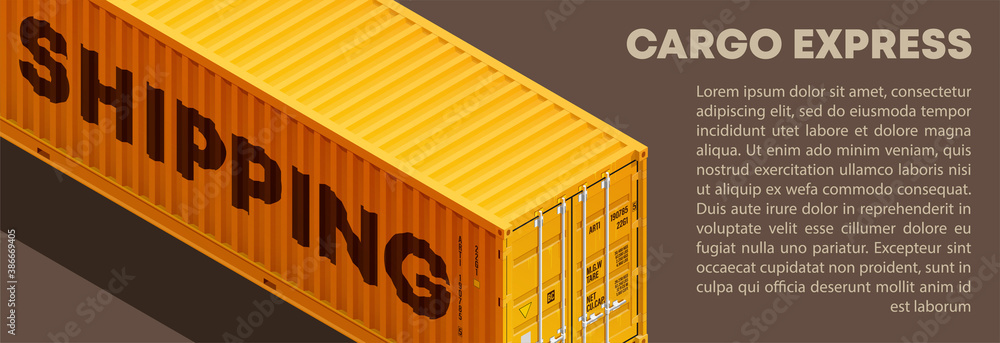 3D Isometric express shipping cargo 40 ft container with closed doors ...