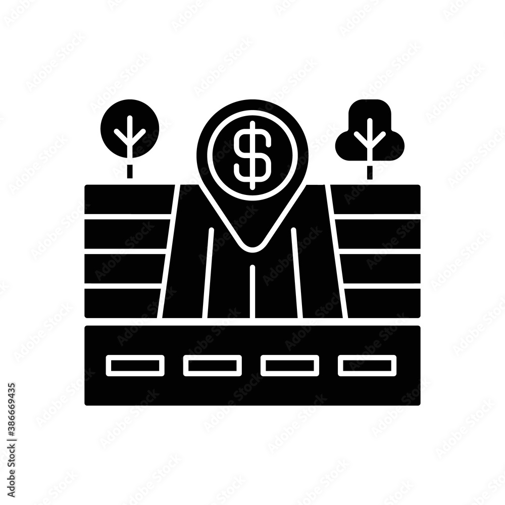 Land plot black glyph icon. Empty lot for sale. Area for building ...