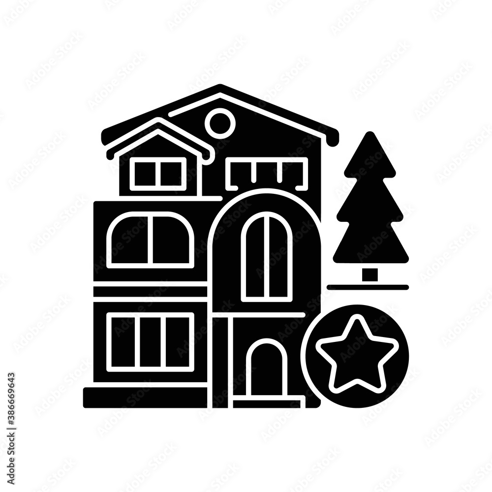 Luxury home black glyph icon. Mansion for living. Villa for dwelling ...