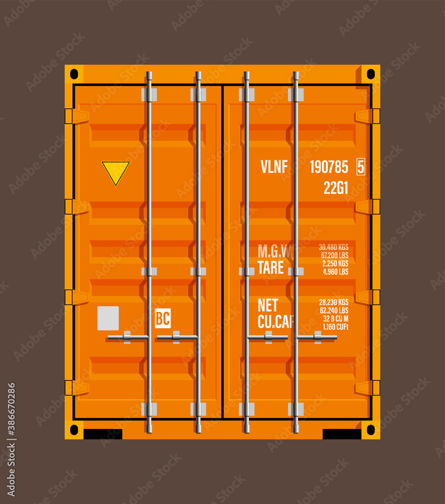 Flat side door view shipping cargo 20 foot container delivery. Large ...