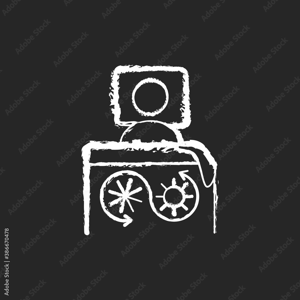 Thermal blanket chalk white icon on black background. Cover for sick ...