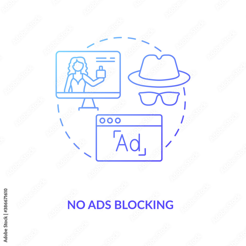 No ads blocking concept icon. Influencer marketing benefit idea thin ...