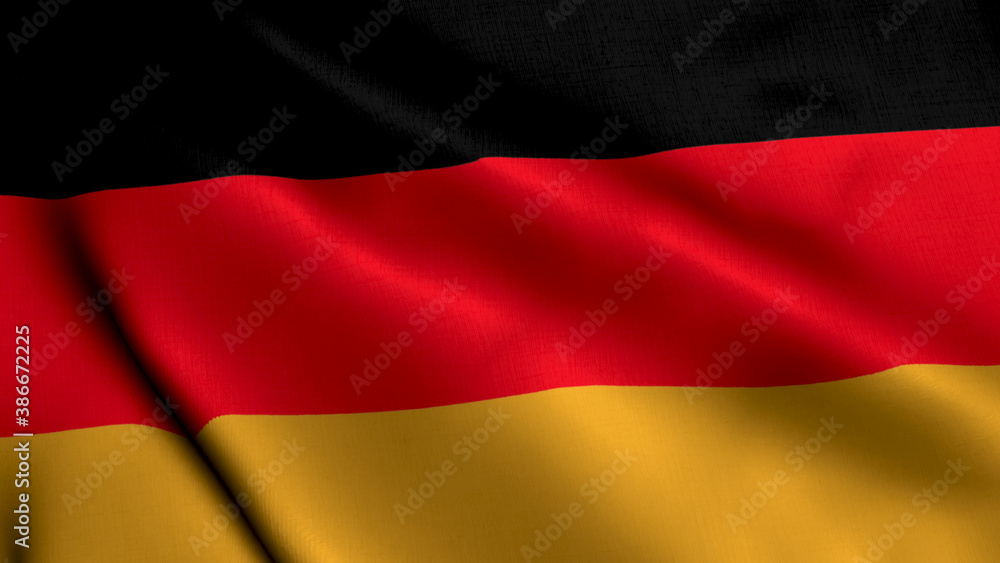 Germany Satin Flag. Waving Fabric Texture of the Flag of Germany, Real ...