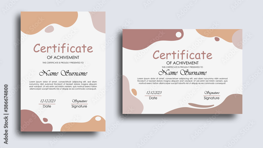 Unique certificate with pastel brown color combination Stock Vector ...