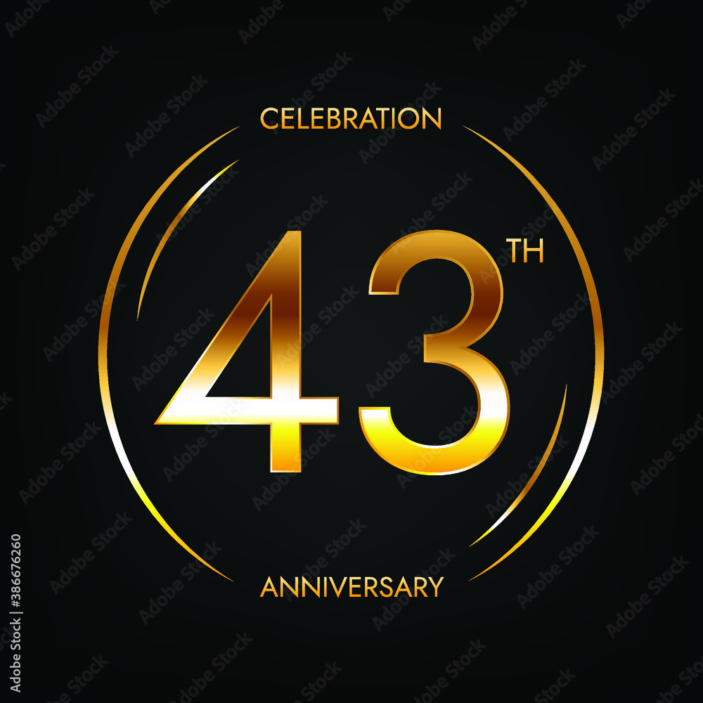43th anniversary. Forty-three years birthday celebration banner in ...