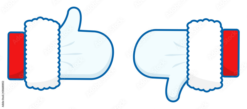 Santas thumb up and down. Yes and no finger sign in Christmas style ...