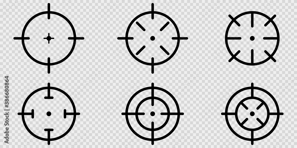 Target aim icons on transparent background. Isolated sniper focus in ...