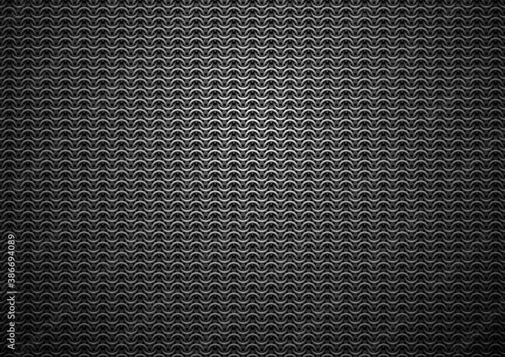 Chain mail medieval black background. Dark metal chain armor texture ...